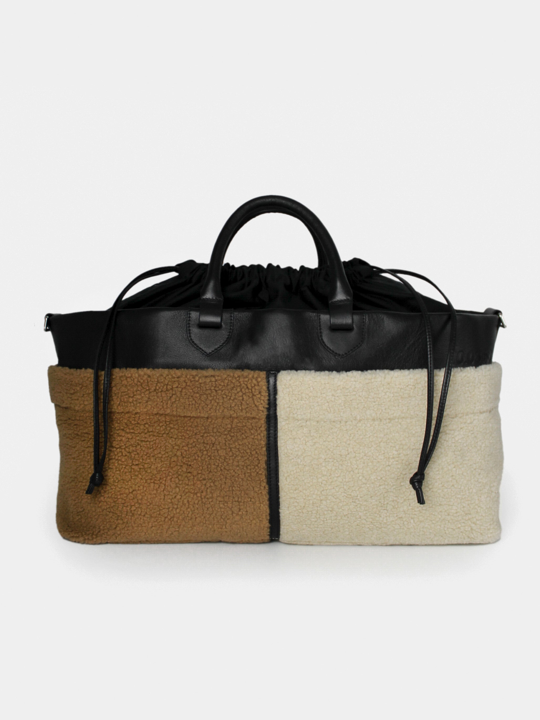 Large CABAS FAUX FUR BLACK/MINK/LIGHT BEIGE – 10.03.53